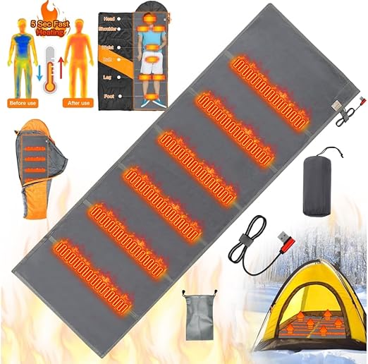 Amazon.com : Heated Sleeping Bag Liner - USB Heating Pad for ...