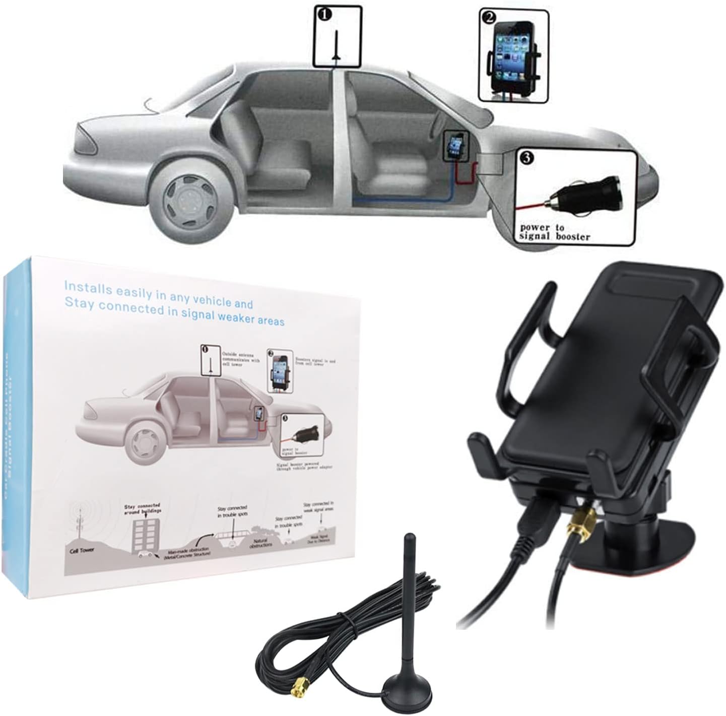 SignalPlus Car Antenna for Cell Mobile Phone Antenna Booster for Car ...