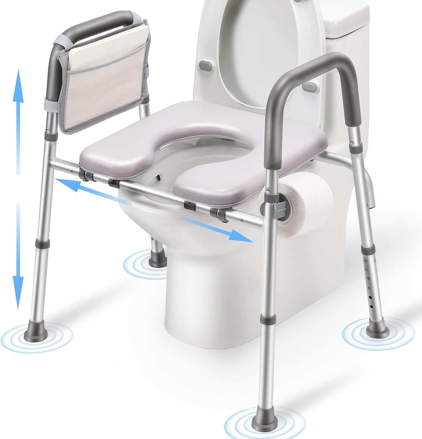 Amazon.com: Raised Toilet Seat with Handles(400lb), Adjustable Toilet ...