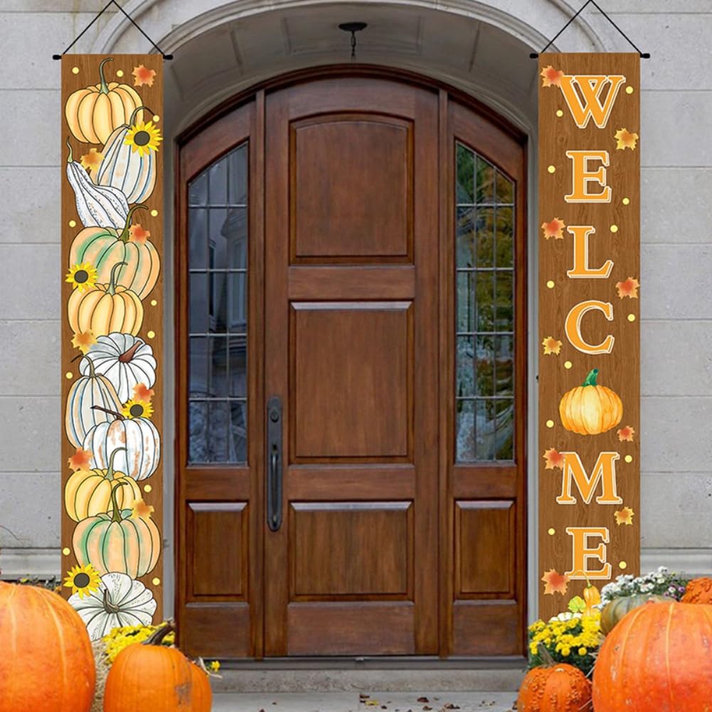 Autumn Harvest Decorations Hello Fall Porch Banner - Autumn Harvest ...