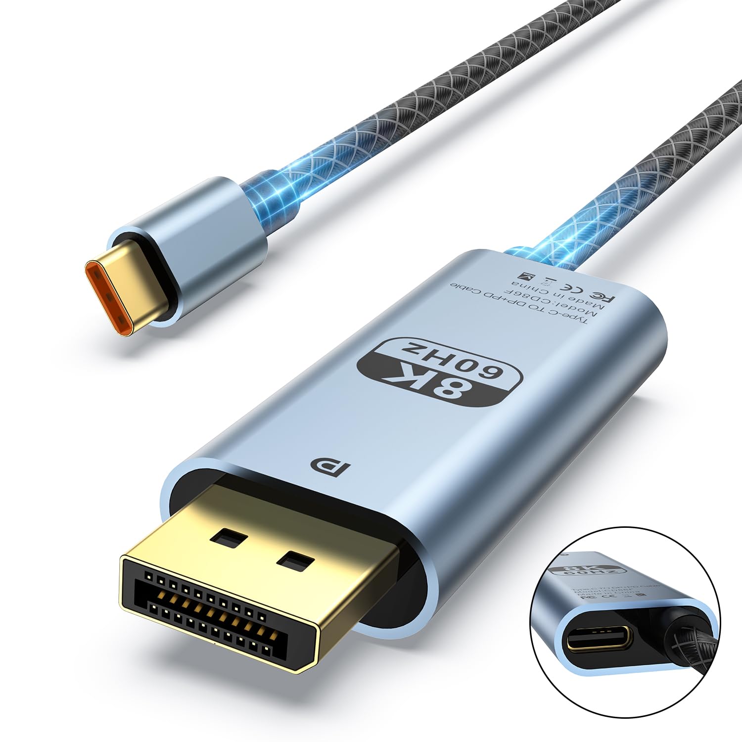 VisionSync USB C to DisplayPort 1.4 Cable 6.6Ft