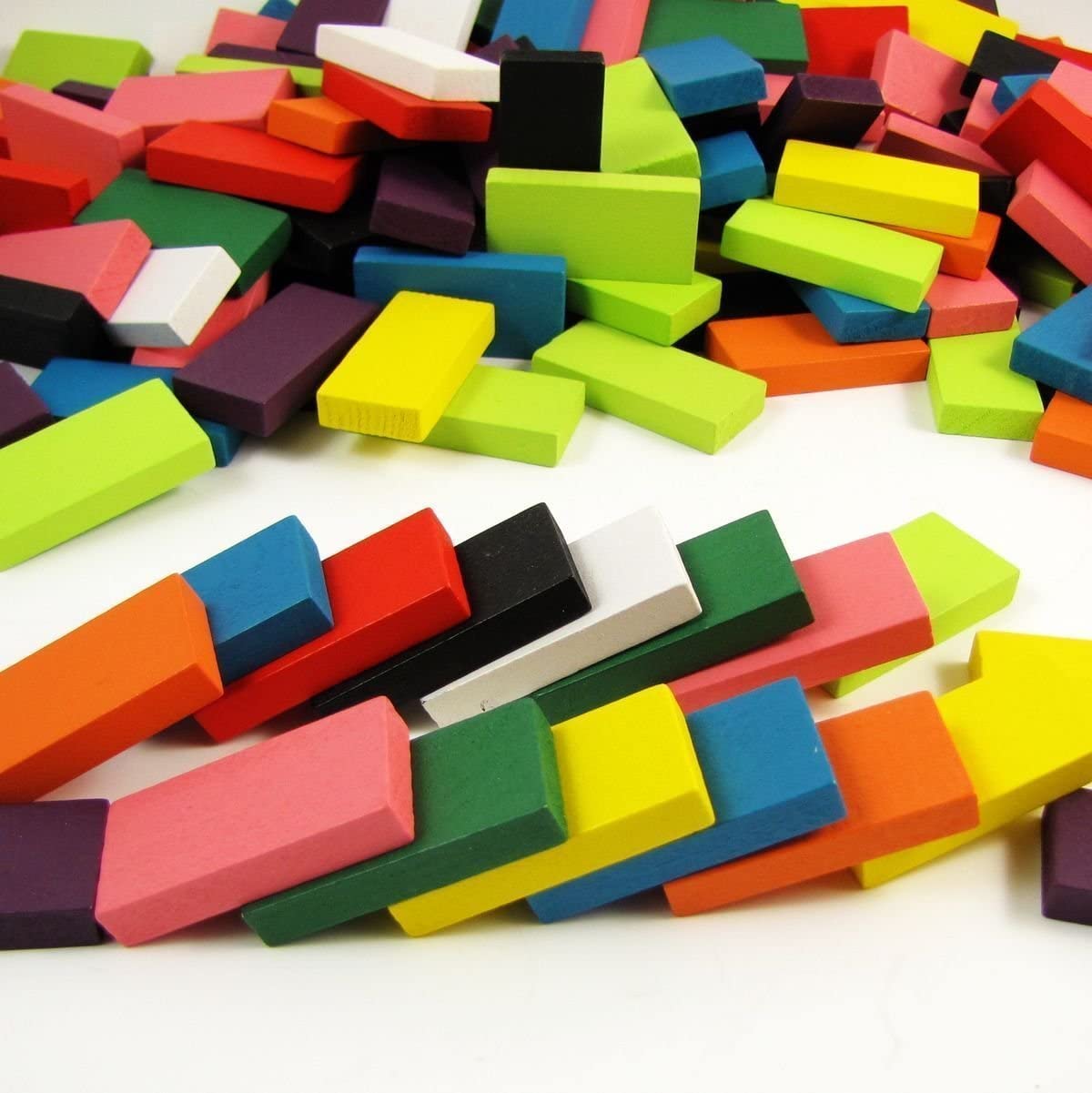 LEELA'S 100 Pcs Domino Blocks Bulk Wooden Dominoes Set for Kids ...