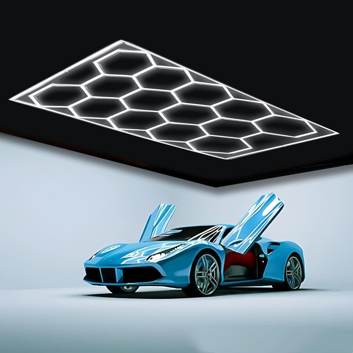 DOSILIO Hexagon Garage Lights, 14 Hex Grid Honeycomb LED Shop Light ...