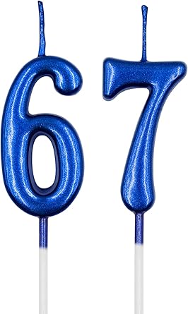 Amazon.com: 67th & 76th Birthday Candles, Blue Number 67 76 Candle for ...