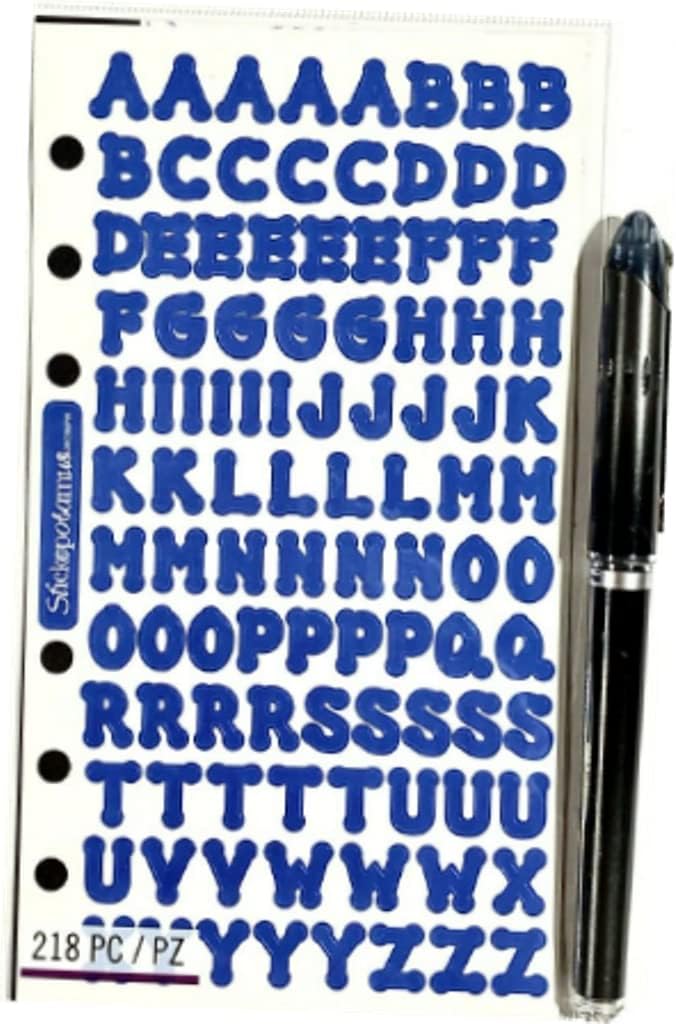 Amazon.com: 1 Sheet Blue Letters & Numbers Stickers, Letters Stickers ...