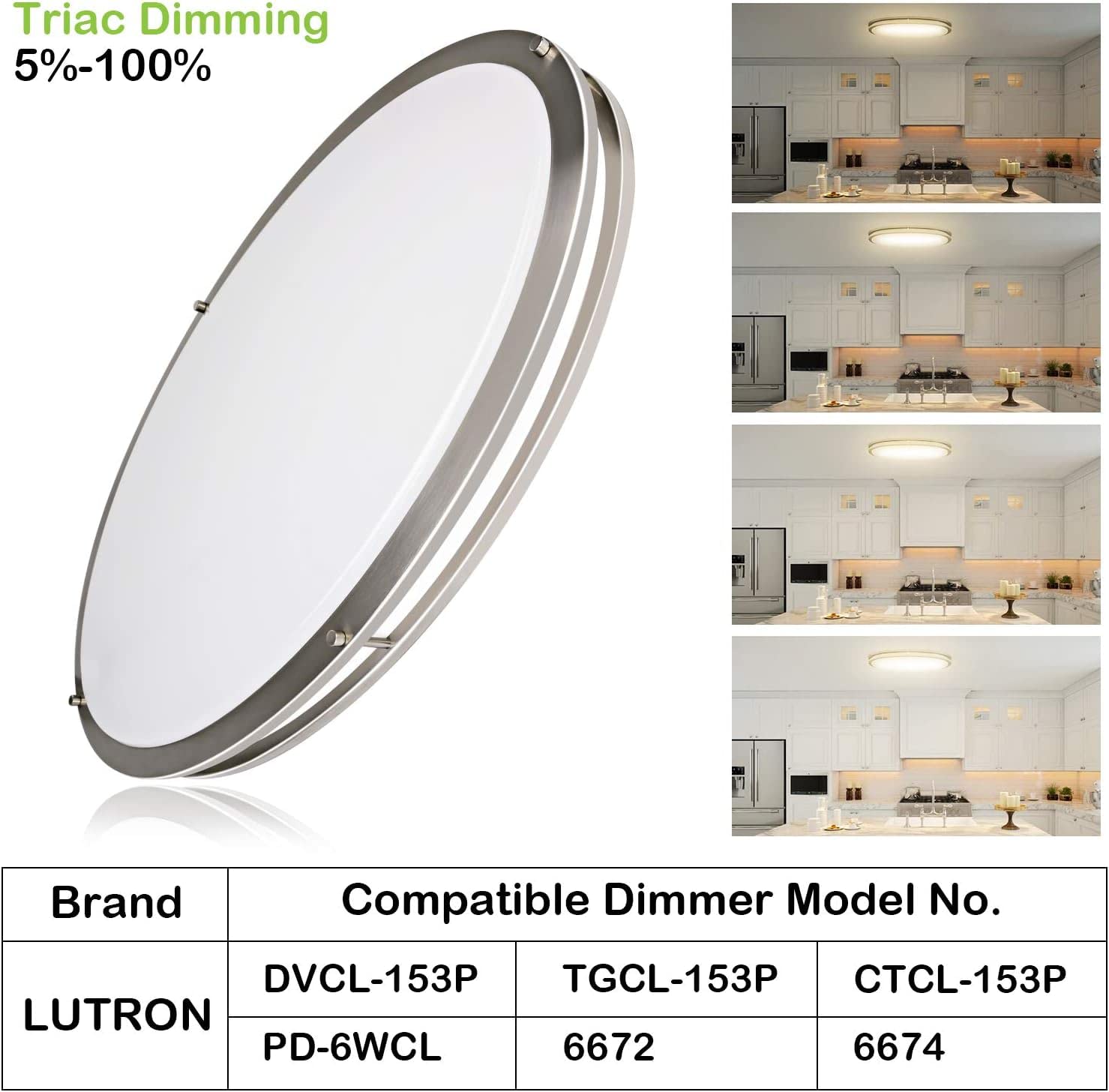 hykolity 32 Inch Oval LED Ceiling Light, 60W, 4000LM, 2700K/3000K/3500K ...