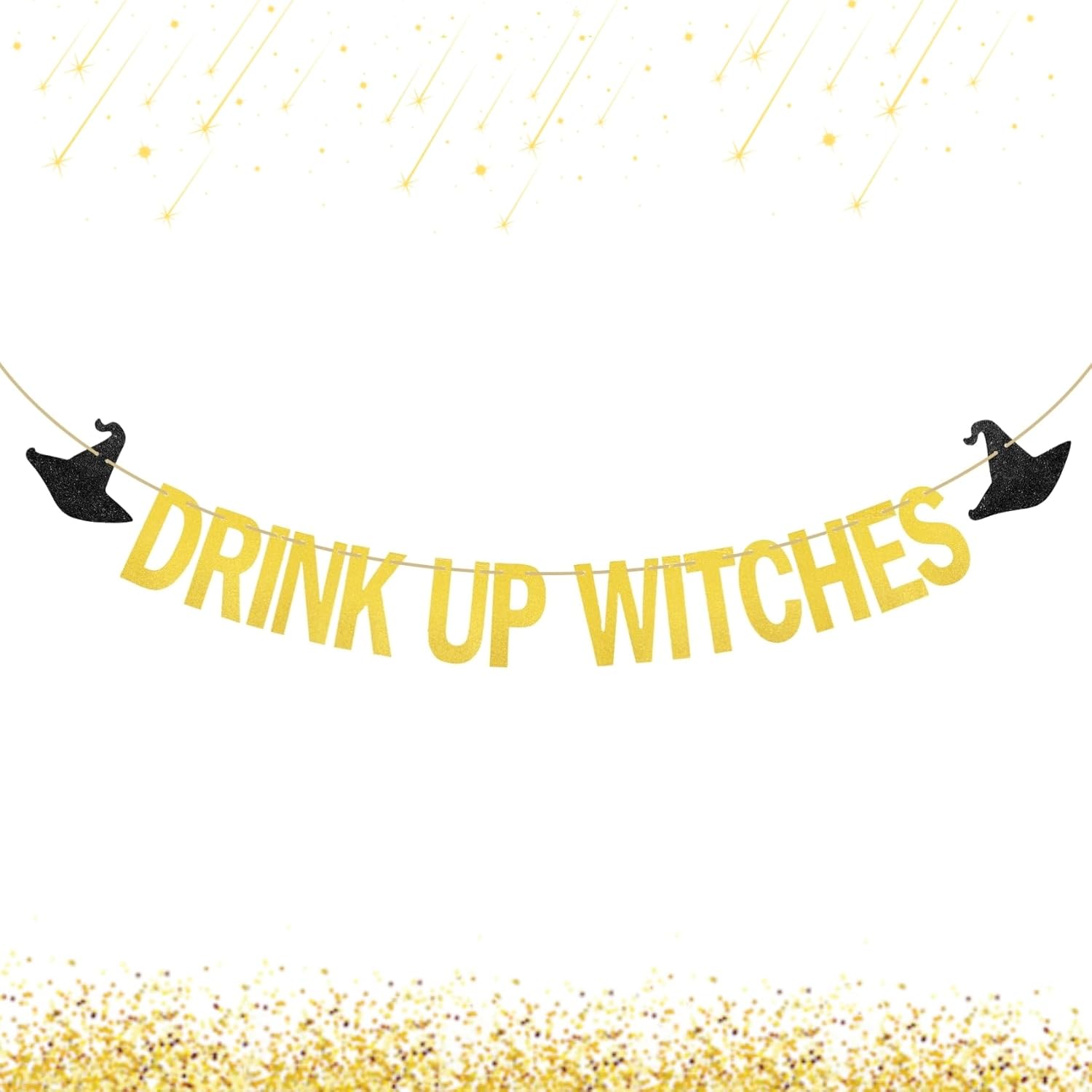 Amazon.com: Gold Glitter Drink Up Witches Banner, Halloween Banner ...