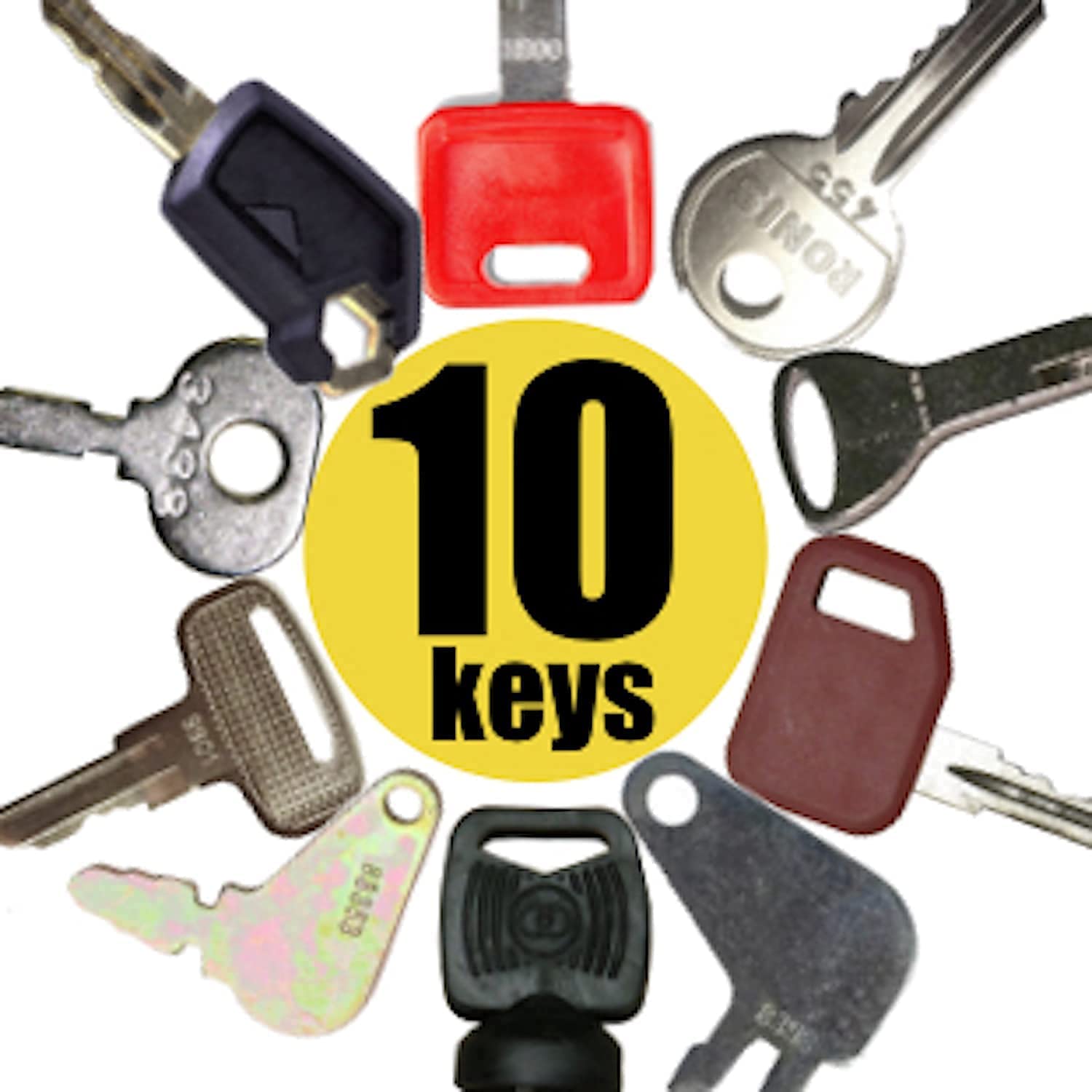 Heavy Equipment Key Set / 10 Keys ON Ring FITS Following: Bobcat CASE ...