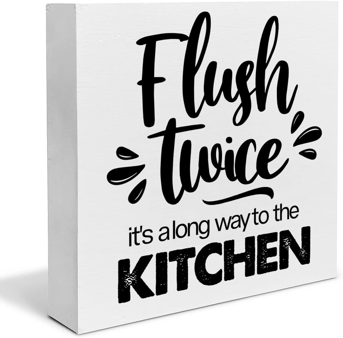 Amazon.com: Bathroom Flush Wood Box Sign Art Desk Decor Flush Twice ...