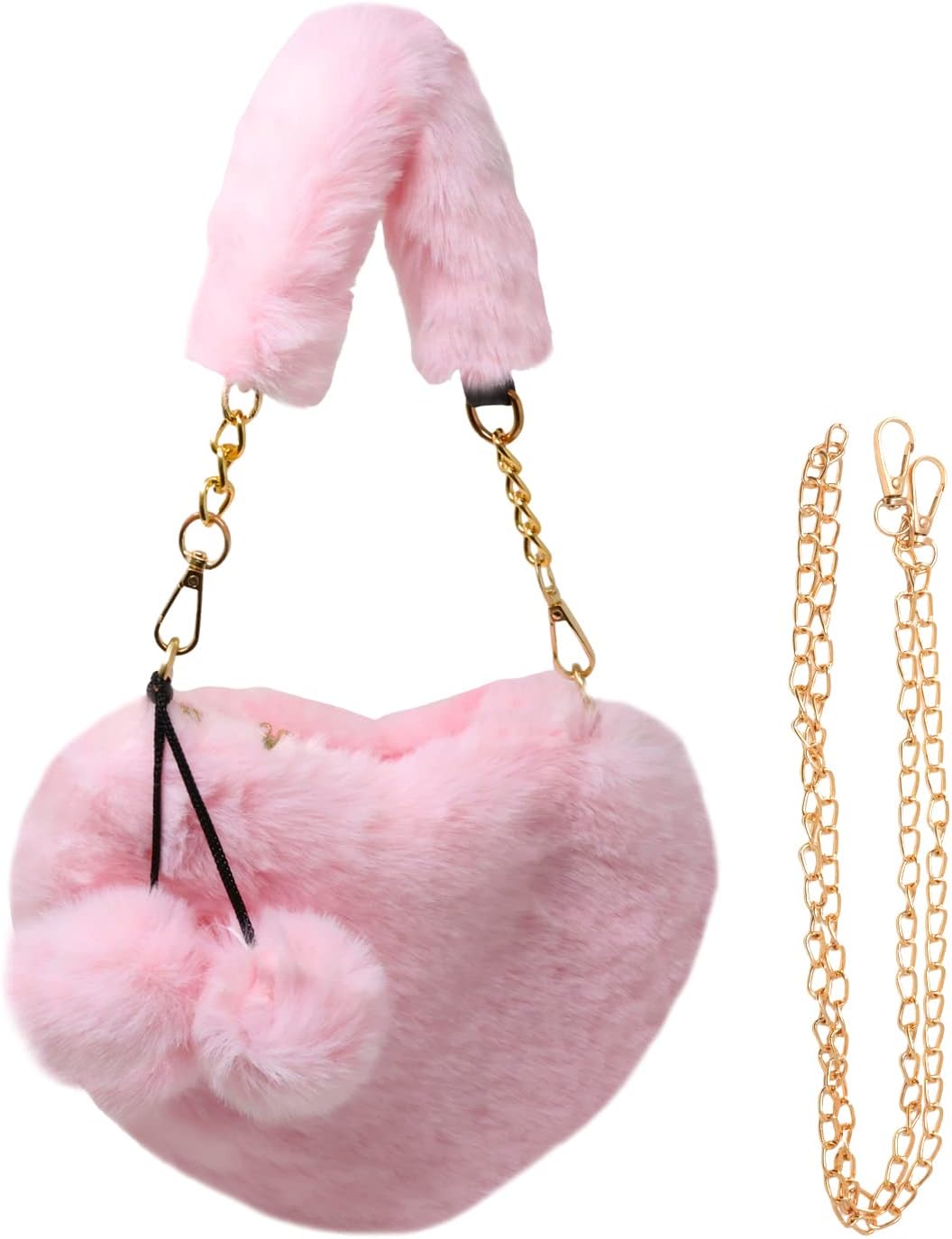 Amazon.com: Honbay Fashion Heart Shaped Plush Underarm Bag with Chain ...