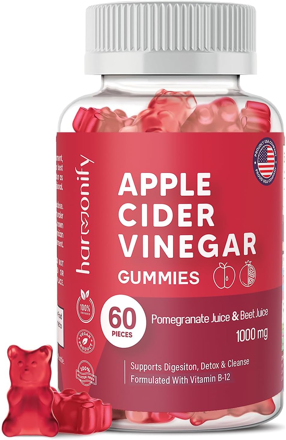 Amazon.com: HARMONIFY Apple Cider Vinegar Gummies with Pomegranate Beet ...