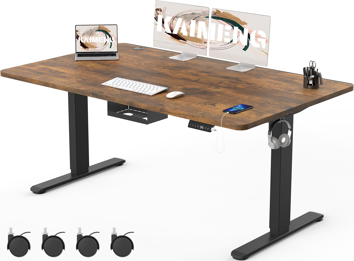KAIMENG Electric Standing Desk 160x80cm with USB A Sit Stand Reminder ...