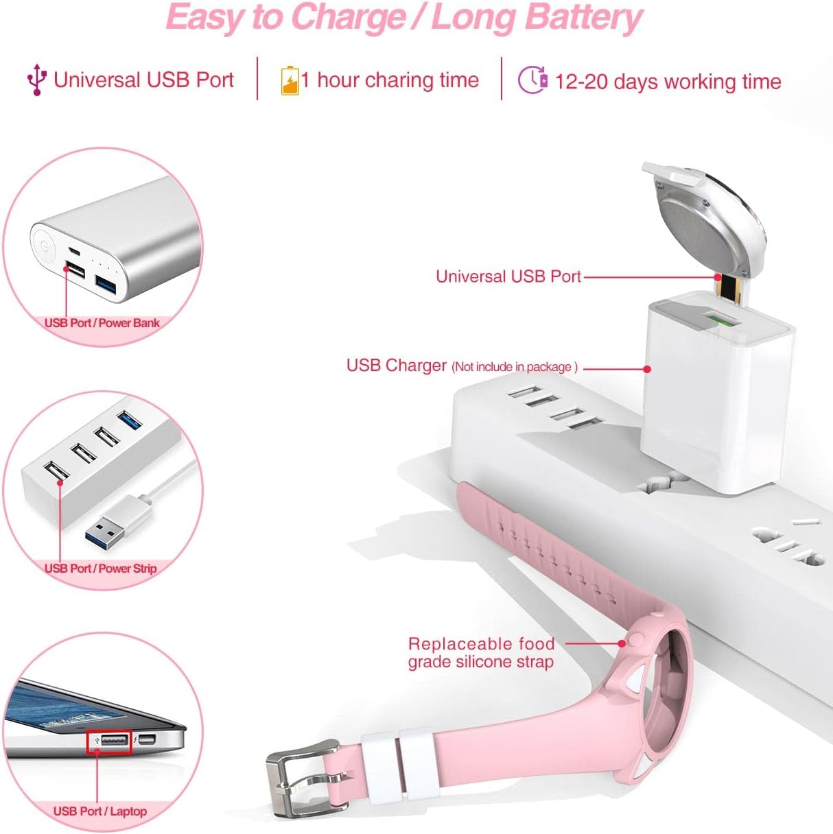Focwony Reloj digital para niños, con podómetro, rastreador de ...