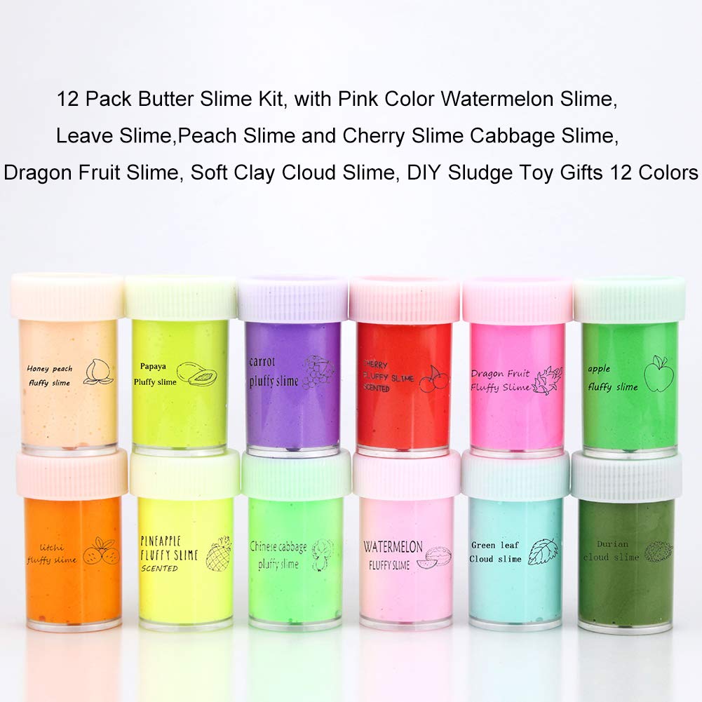 12 Pack Butter Slime Kit, with Pink Color Watermelon Slime, Leave Slime ...