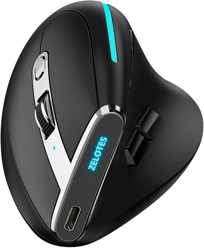 Moniss F-36 Sem fio vertical 2.4G Bluetooth mouse colorido luz 8 teclas ...