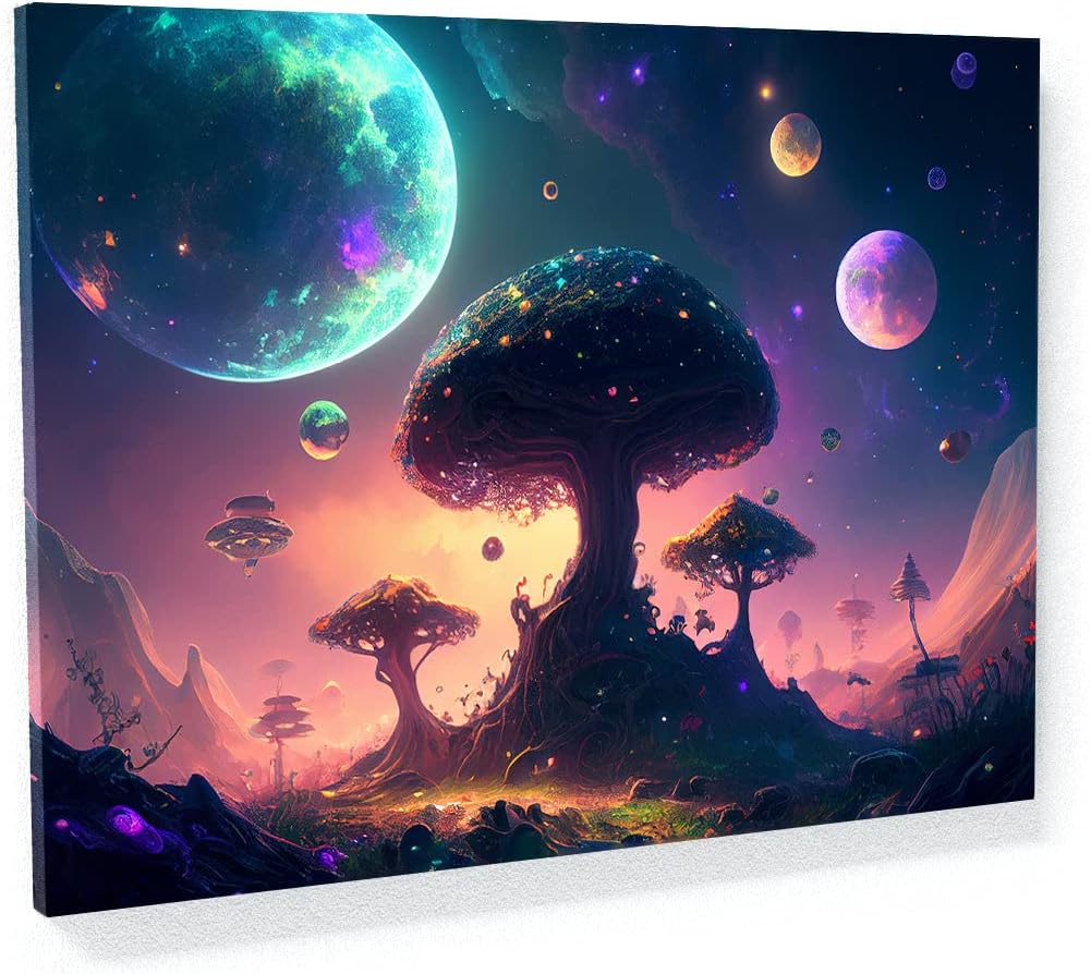 Amazon.com: Sense Canvas Trippy Psychedelic Planets 102 Canvas Art ...