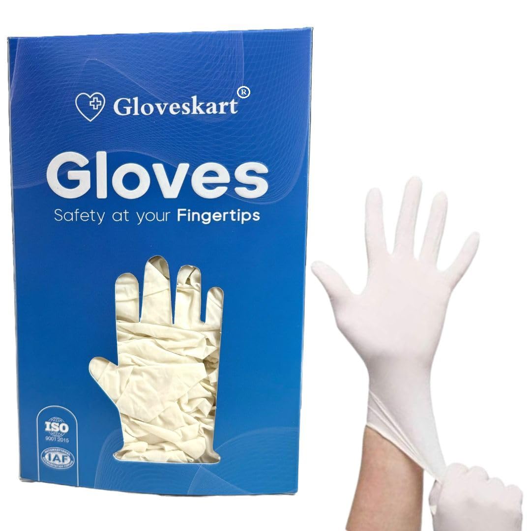 GLOVESKART® PREMIUM WHITE LATEX GLOVES (SIZE: S,M,L)(PACK OF 20,30,50 ...