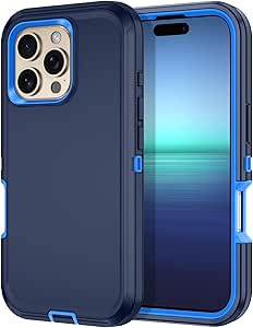 Amazon.com: I-HONVA for iPhone 16 Pro Max Case Shockproof Dust/Drop Proof 3-Layer Full Body ...
