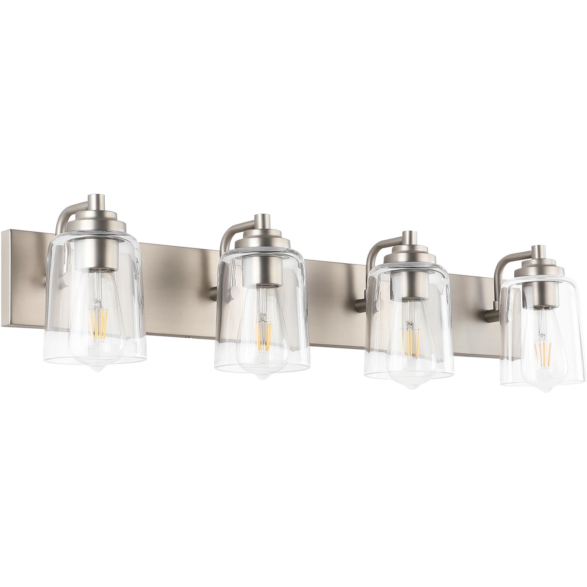 SOLFART Brushed Nickel Bathroom Light Fixture 4 Lights Vanity Lights ...