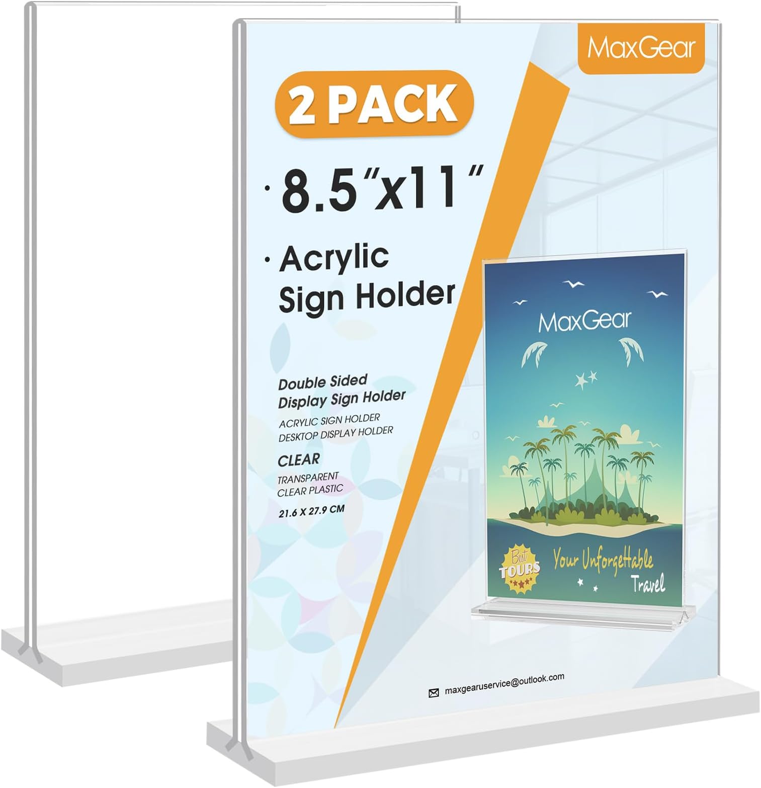 Amazon.com: Acrylic Sign Holder 8.5 x 11 Inch 3 Pack, Clear Display ...