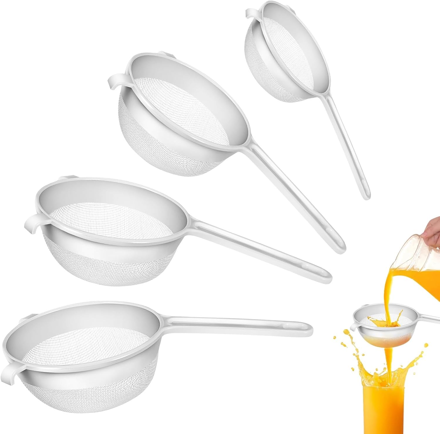 Amazon.com: FRIUSATE 4 PCS Nylon Mesh Strainer for Kitchen, Fine Mesh ...