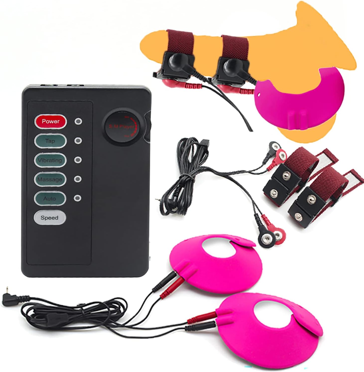 ScreaAss Elektro Schock Penisring Vier Schnallen Elektroden Cockring ...