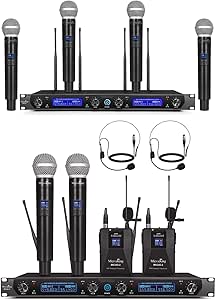 Amazon.com: MicrocKing Wireless Microphone System, UHF Cordless Mic Set with 2 Handheld Mics & 4 ...