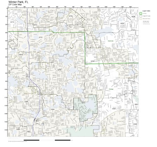Amazon.com : ZIP Code Wall Map of Winter Park, FL ZIP Code Map ...