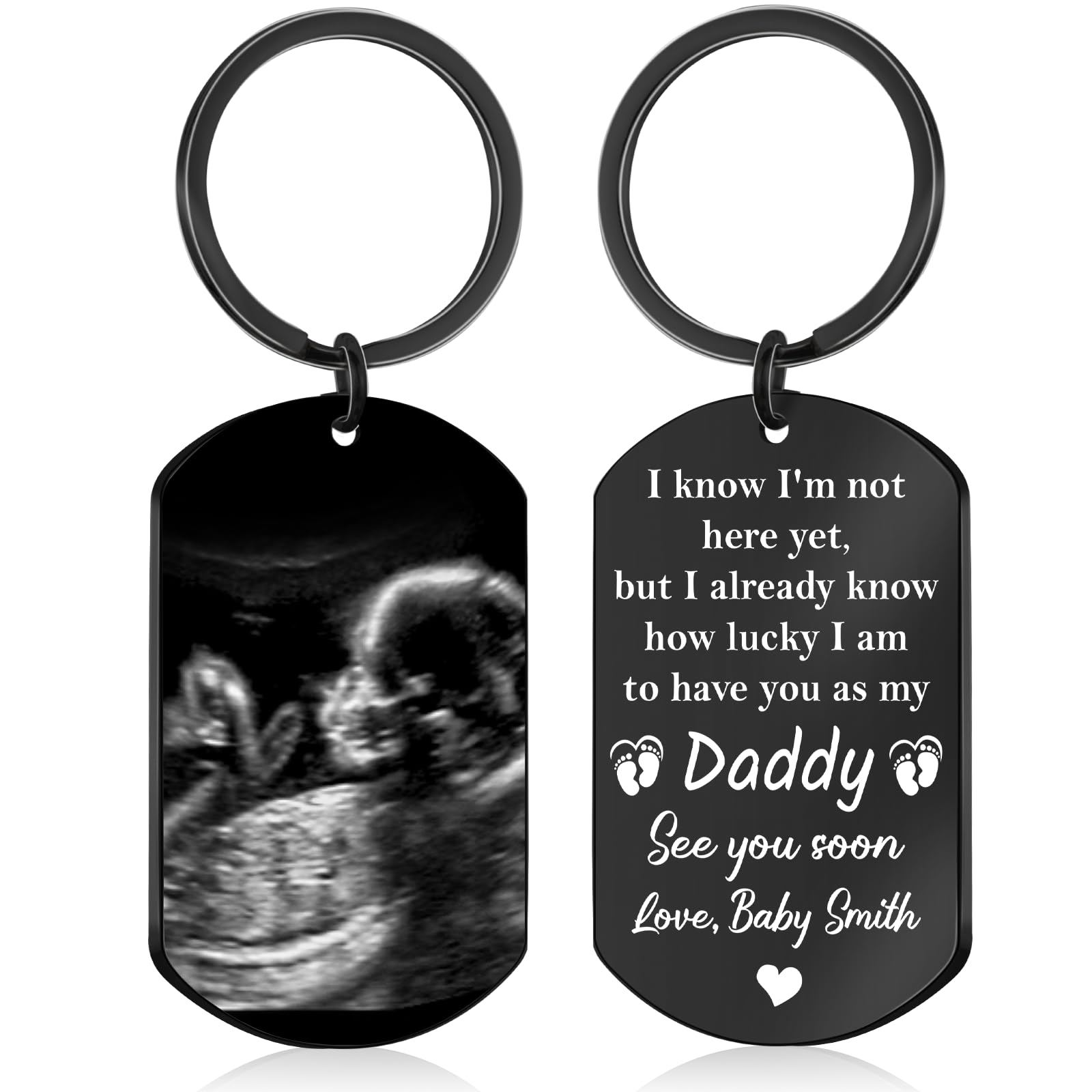 Amazon.com: Generic Personalized Daddy to Be Keychain Custom Baby ...