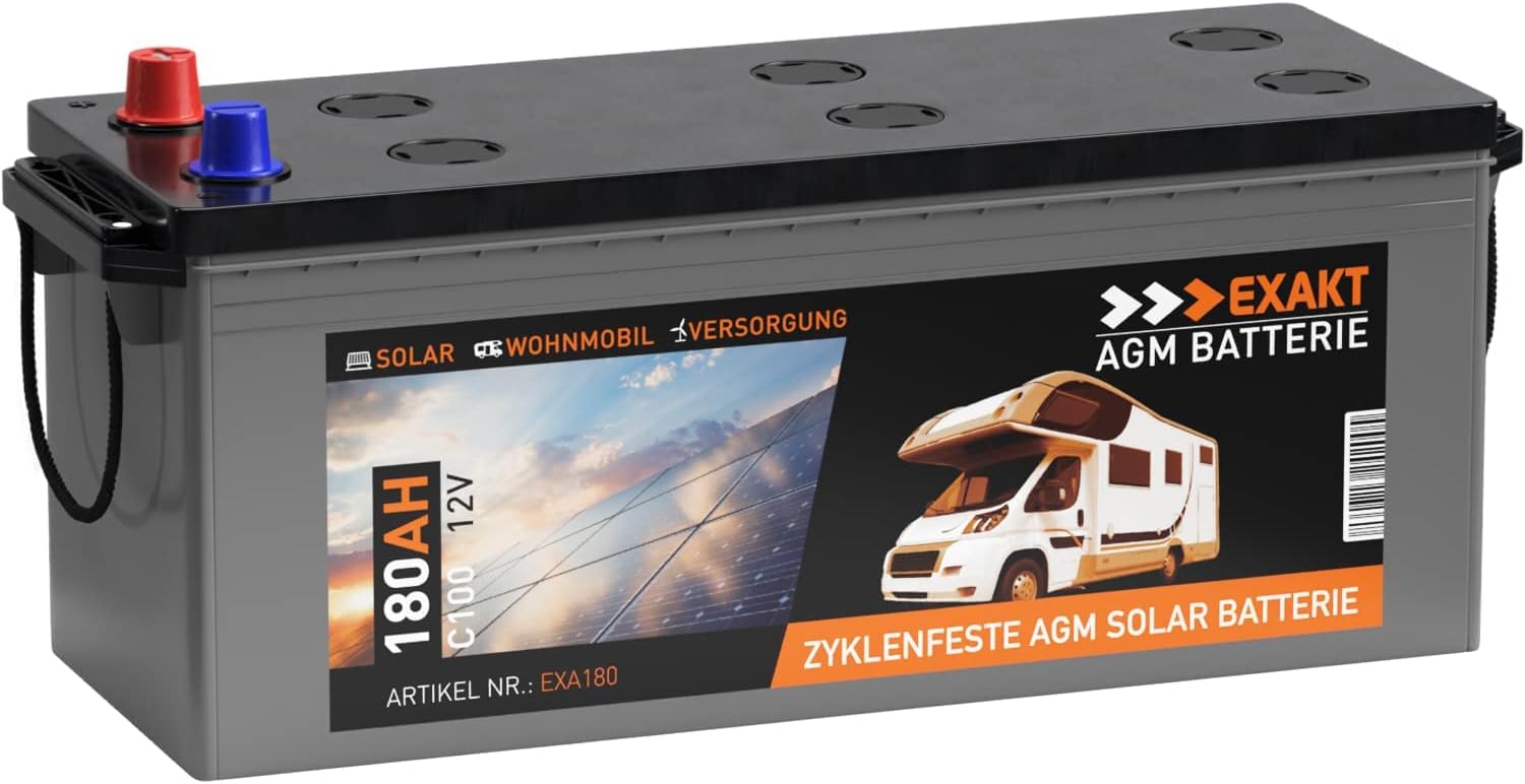 EXAKT AGM Batterie 180Ah 12V C100 statt 170Ah 160Ah Solarbatterie ...