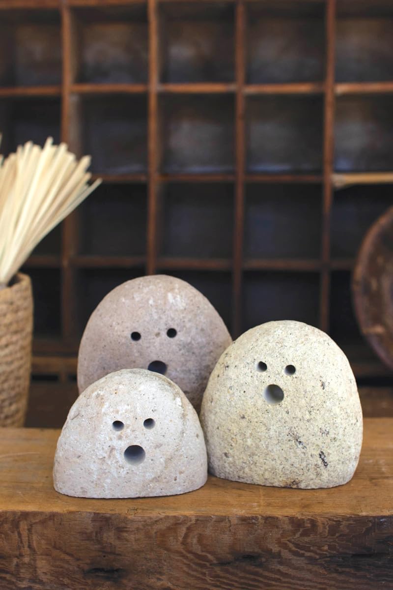 Amazon.com: KALALOU Set of Three Tabletop River Rock Ghosts : Home ...