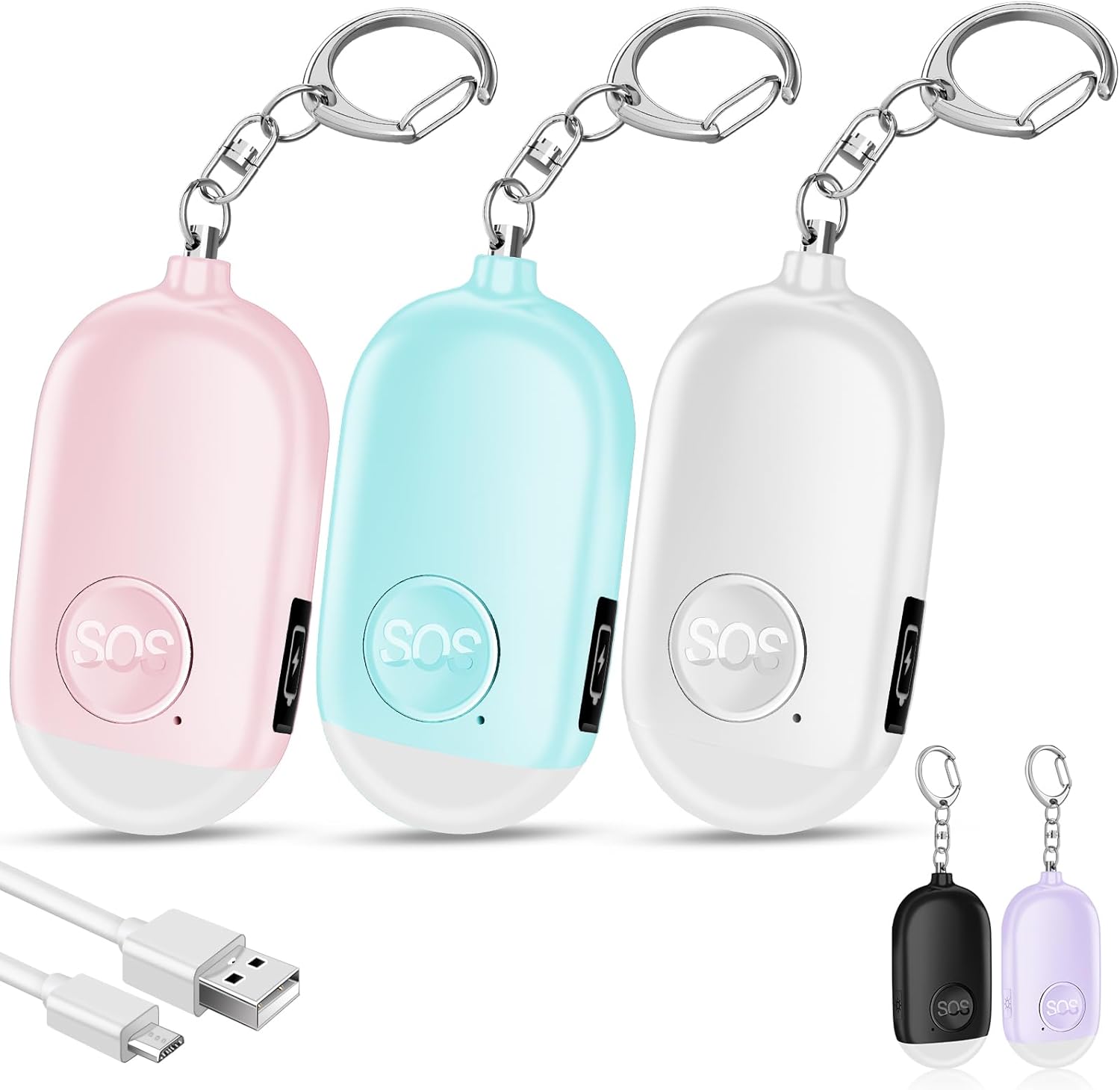 Amazon.com: Hion Personal Safety Alarms for Women, 3 Pack Rechargeable ...
