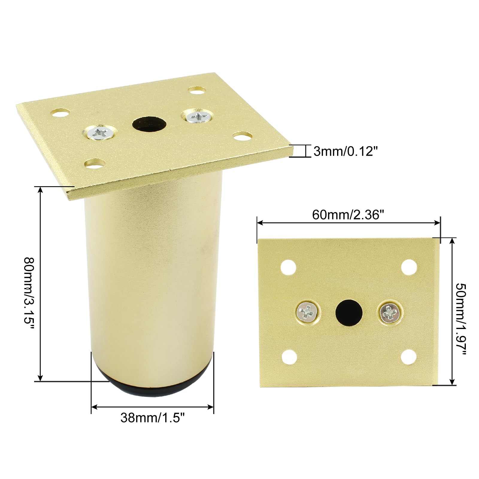 Snapklik.com : Kyuionty Set Of 4 Aluminum Alloy Furniture Legs 3 Inch ...