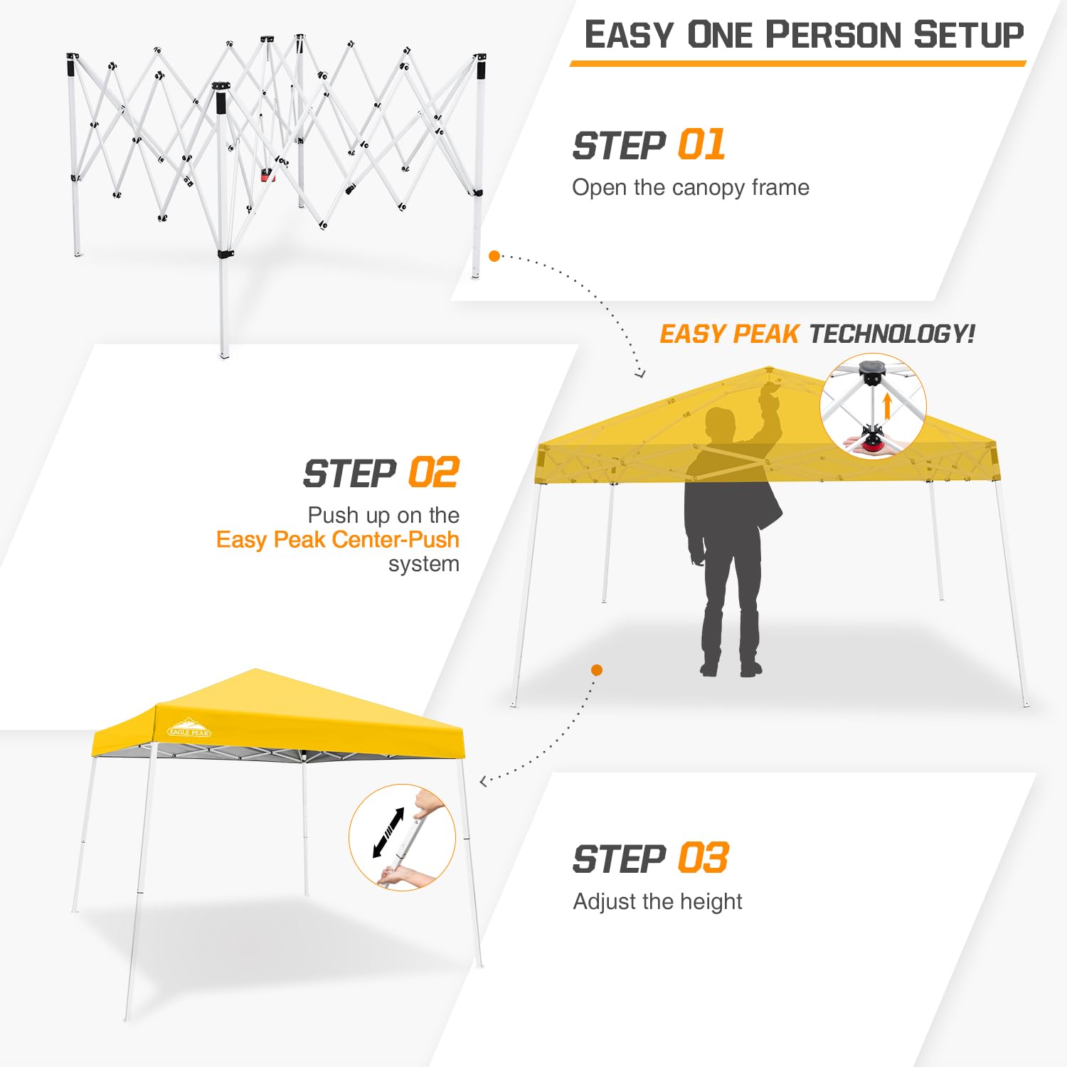 Snapklik.com : EAGLE PEAK 10x10 Slant Leg Pop-up Canopy Tent Easy One ...