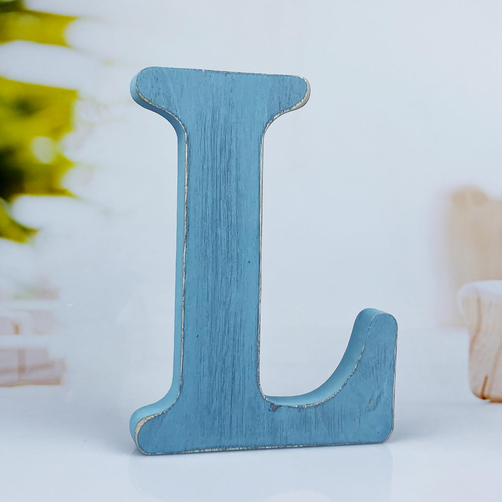 Amazon.com: WOODOUNAI 6 Inch Rustic Blue Wood Letters Unfinished Wood ...