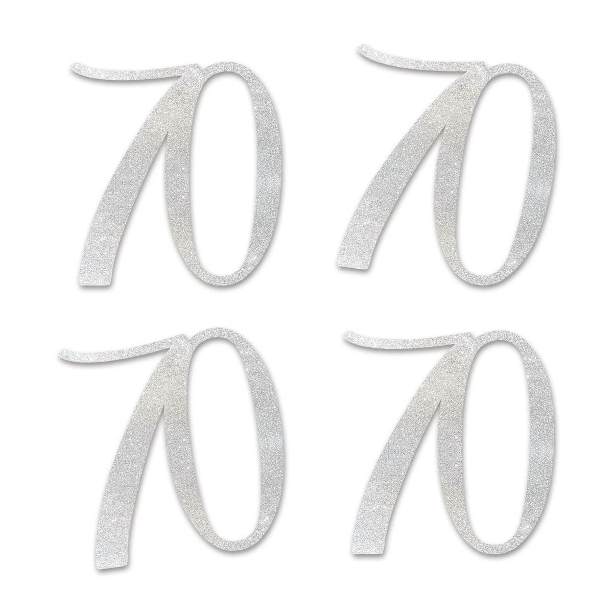 Amazon.com: Silver Glitter 70 Cut-Out Numbers, 70th Birthday Party ...