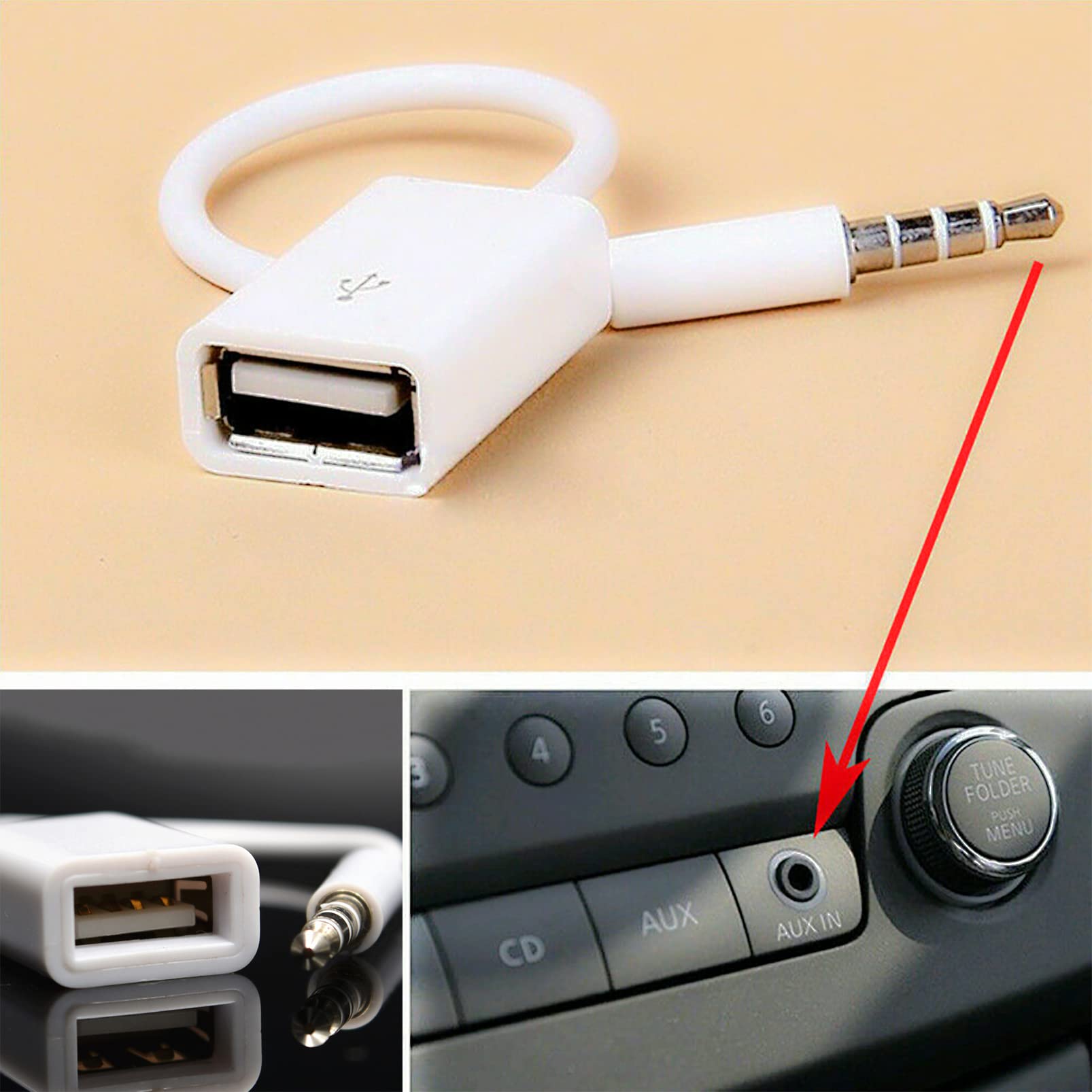 Snapklik.com : Lelukee USB To AUX Adapter,USB Female To 3.5mm Jack Male ...