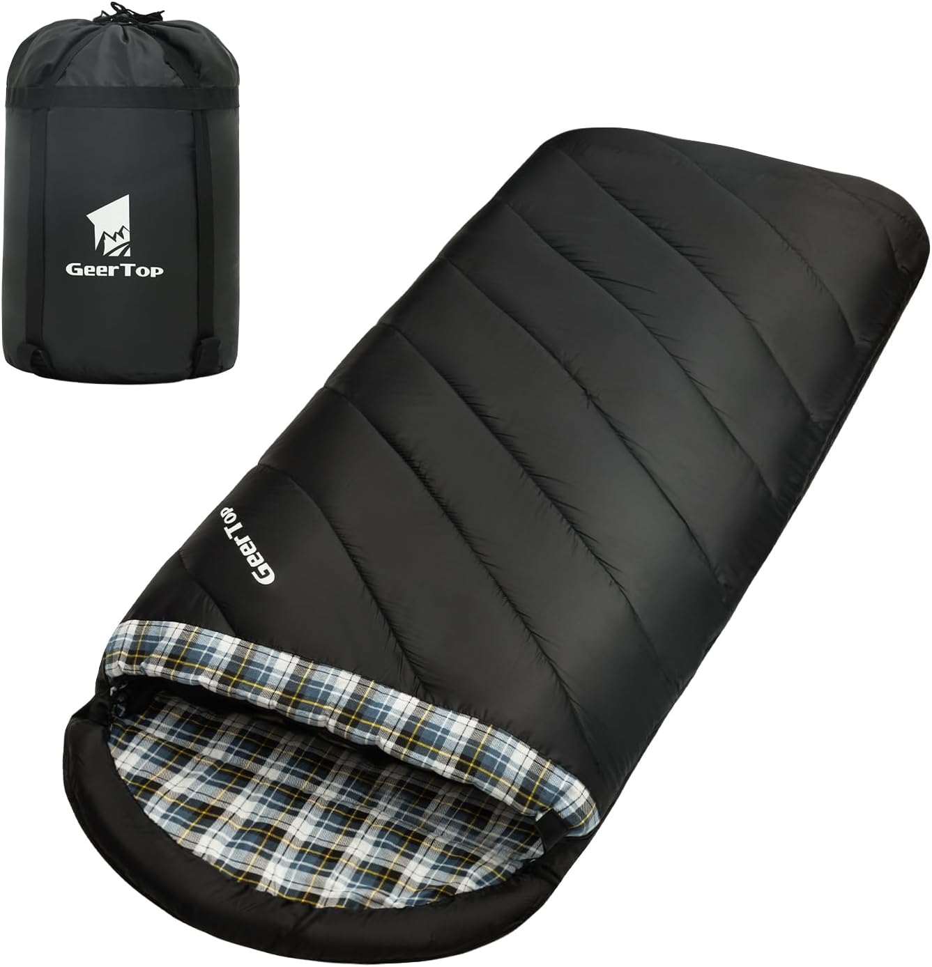 GEERTOP Flannel Sleeping Bag for Adults XXL, Large Wide Camping Sleeping Bag 4 Season, 0 Degree ...