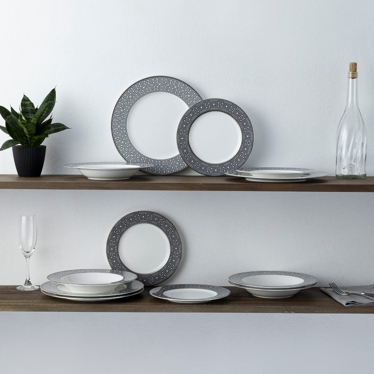 Noritake Infinity 12-Piece Set, Service for 4 in Black/Graphite/Grey ...