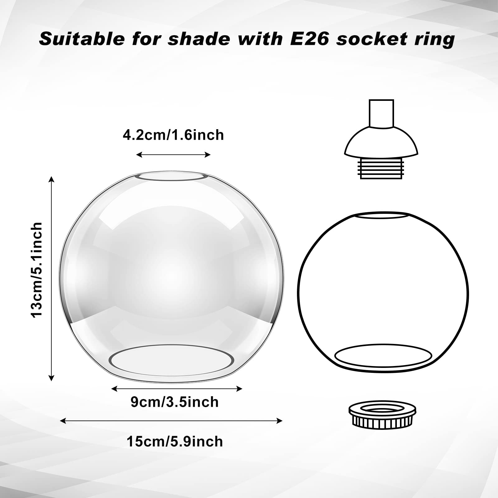 Retisee 4 Pcs Clear Glass Globe Shade Lighting Fixture Replacement 5.9 ...
