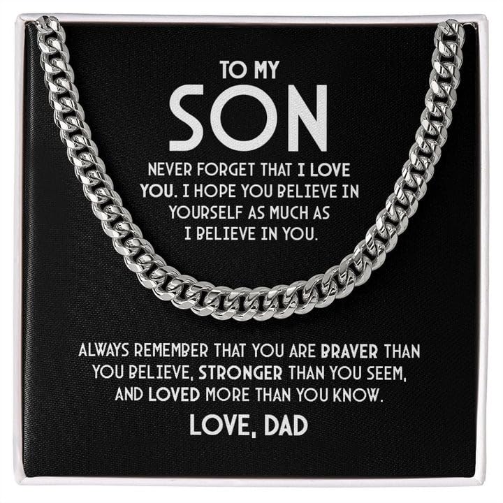Amazon.com: To My Son Cuban Chain Necklace From Dad, Never Forget That ...