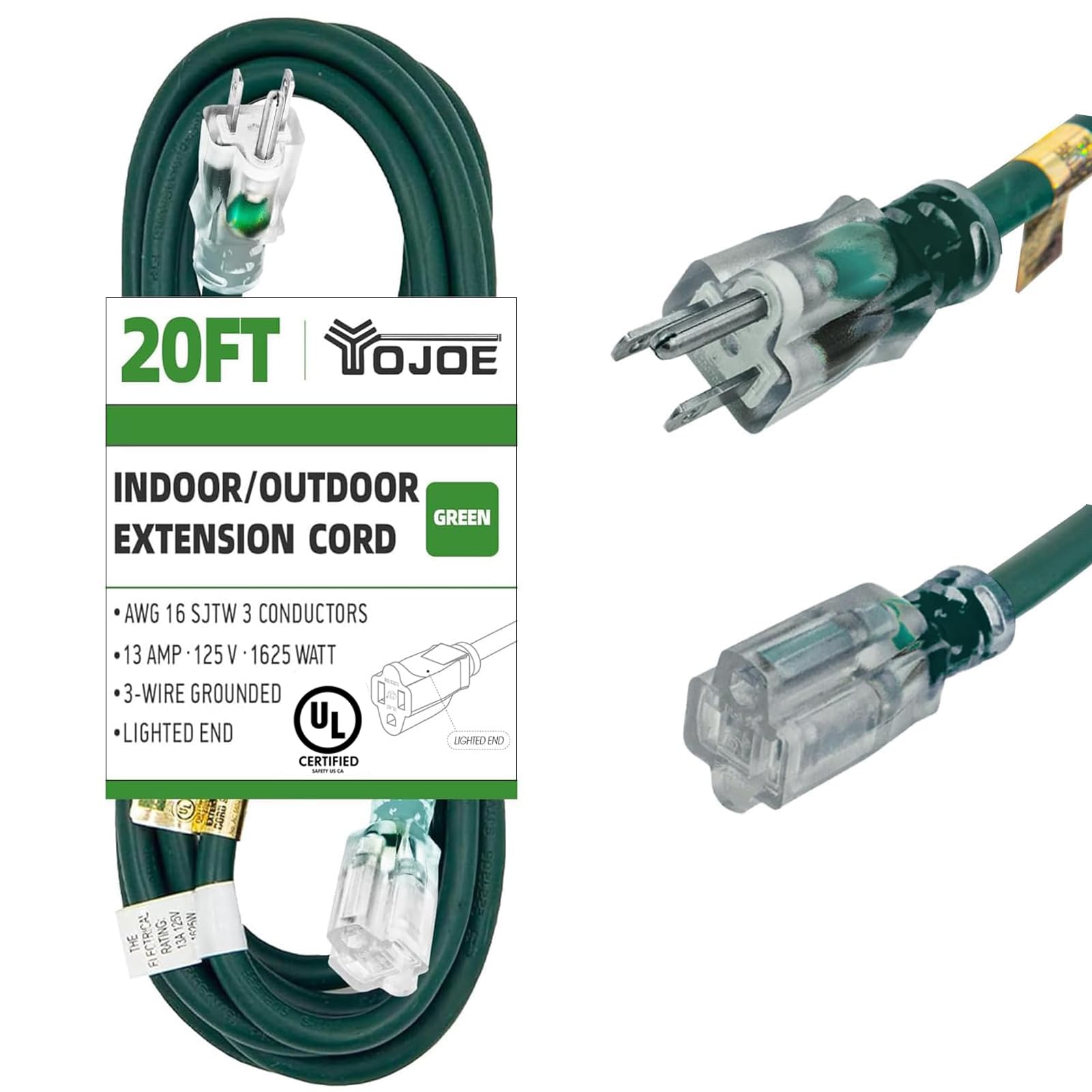 Amazon.com: YOJOE Indoor Outdoor Extension Cord with Lighted End, 3 ...