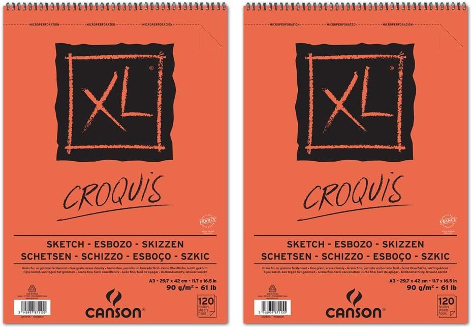 Amazon.com: Canson XL Sketch Book, Spiral-Bound On Short Side, 120 ...