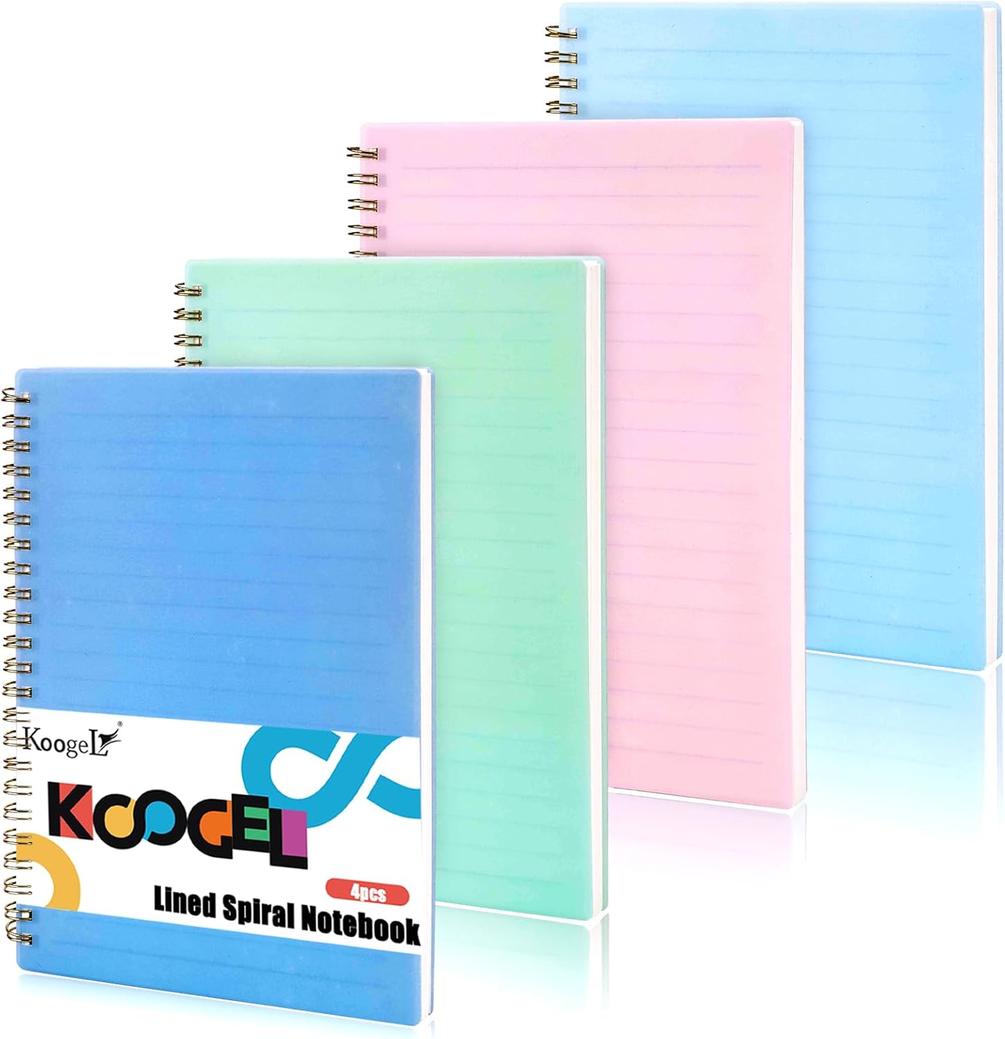 Koogel A5 Notebook, Spiral Notepad A5, Pack of 4 Wirebound Notebook ...