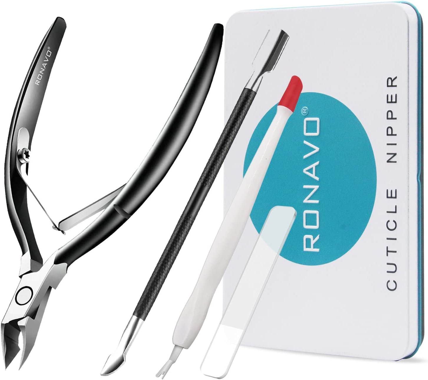 RONAVO Cuticle Trimmer Set - Includes Cuticle Nippers, Cuticle Pusher ...