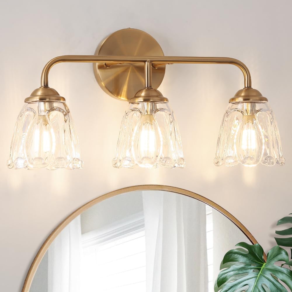 Daunton 3-Light Bathroom Vanity Light Gold, Vintage Vanity Light ...