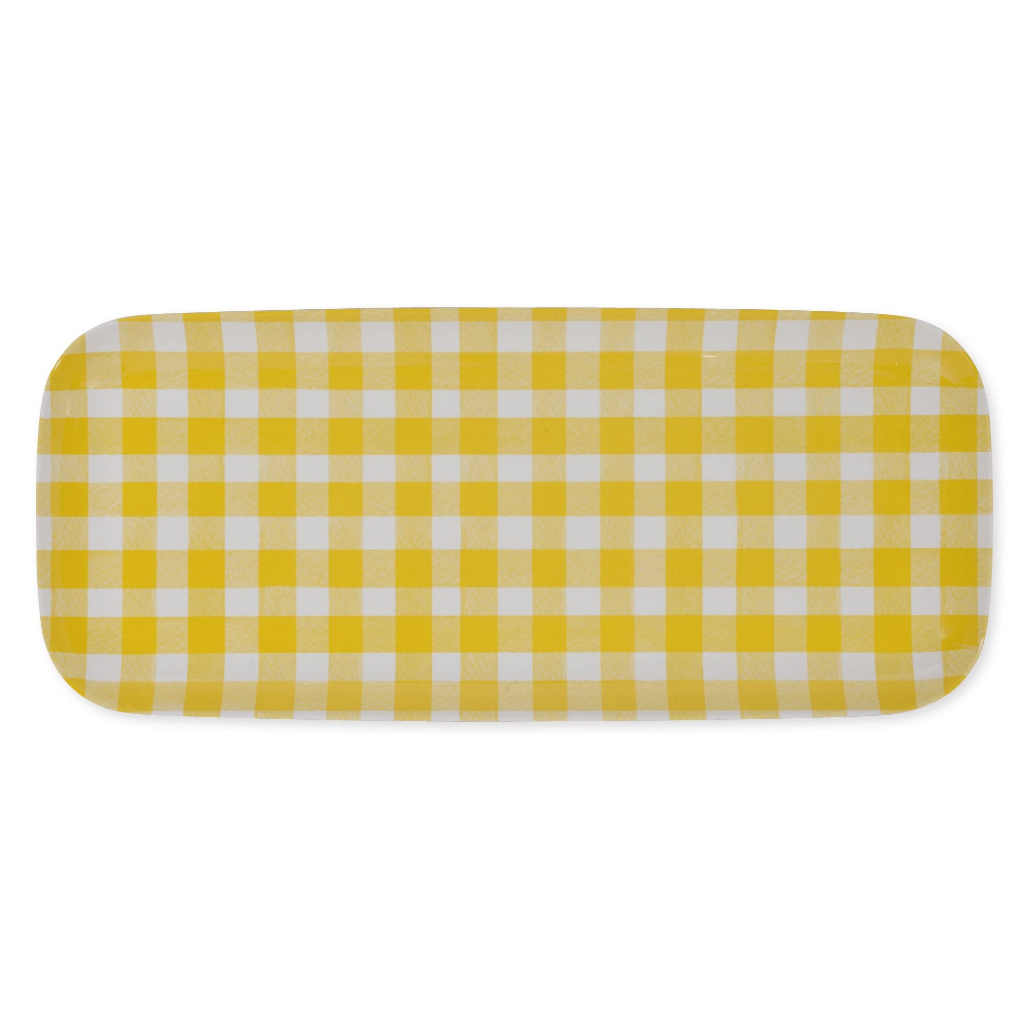 Snapklik.com : UPware Gingham Yellow Melamine Serving Tray
