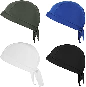 Amazon.com: 4 Pcs Skull Cap Doo Rag Sweat Wicking Head Wraps for Men ...