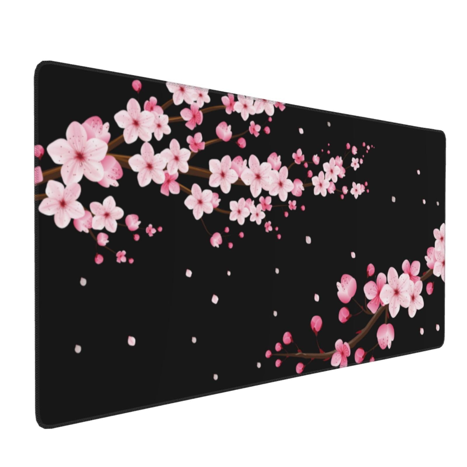 Amazon.com: Pink Cherry Blossom Mouse Pad 35.4x15.7 Inch Black XXL ...