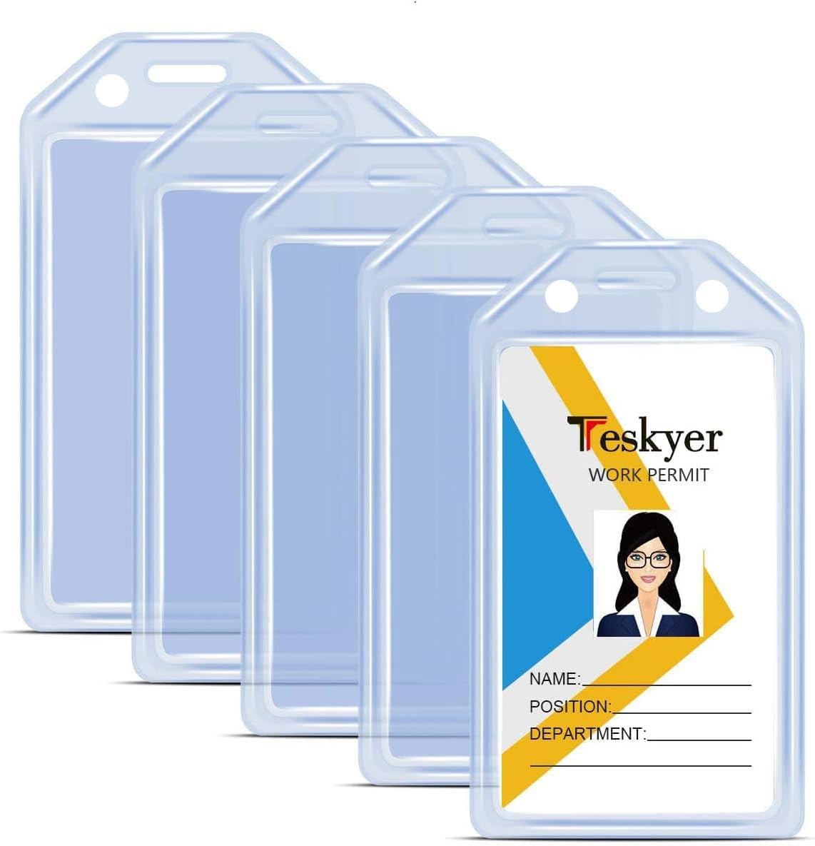 AccuPrints (Pack of 50) Single Side Transparent ID Card Holder - for ...